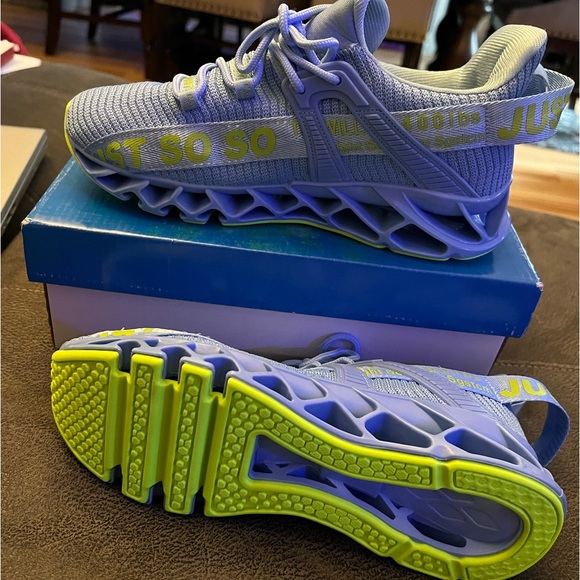 Just SoSo | Shoes | Nwt Light Blue Sneakers W Like Green Trim | Poshmark